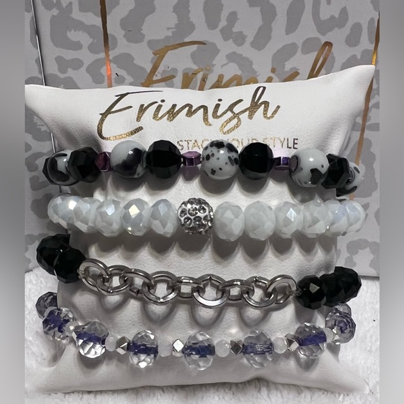 Erimish | Jewelry | Brand New Erimish Bracelets 4 Pc Stack Purple Black ...
